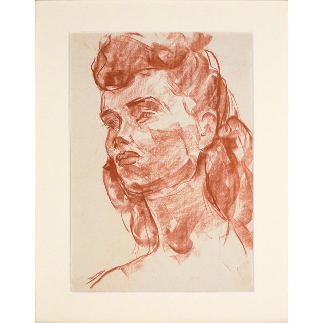 Vintage Conté Female Portrait Drawing by Robert Houston Whitmore 1941 ...