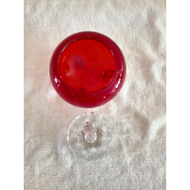 Vintage 1950's Viking Ruby Flowerlite Frog 4 1/4" With Crystal Frog ...