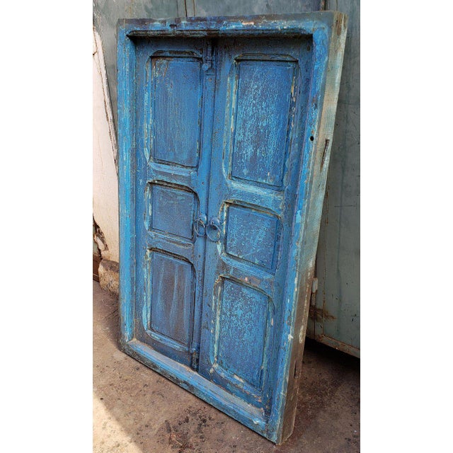 1960s Vintage Moroccan Turquoise Old Window Frame | Chairish