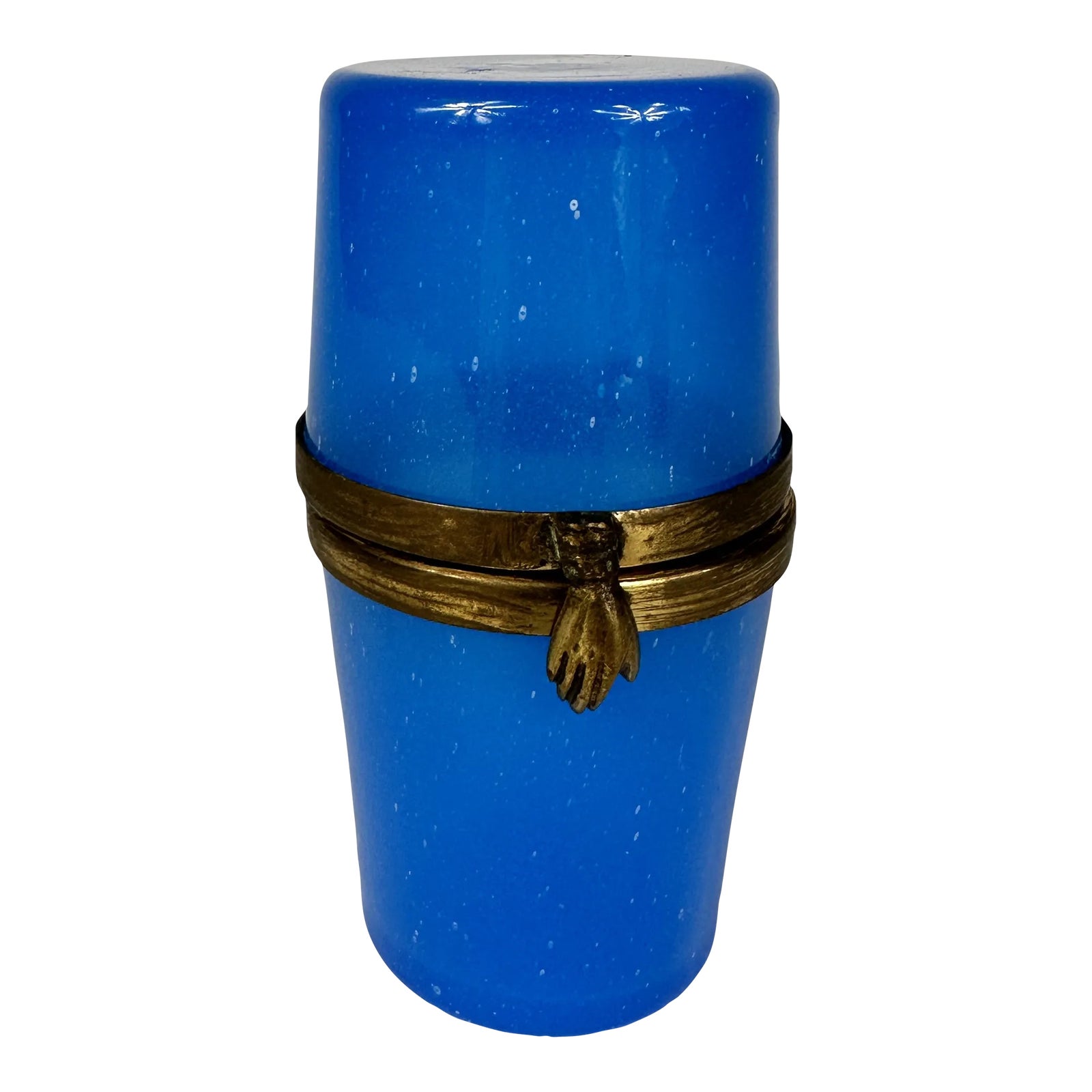 Early 20th Century Turquoise French Round Casket Box | Chairish