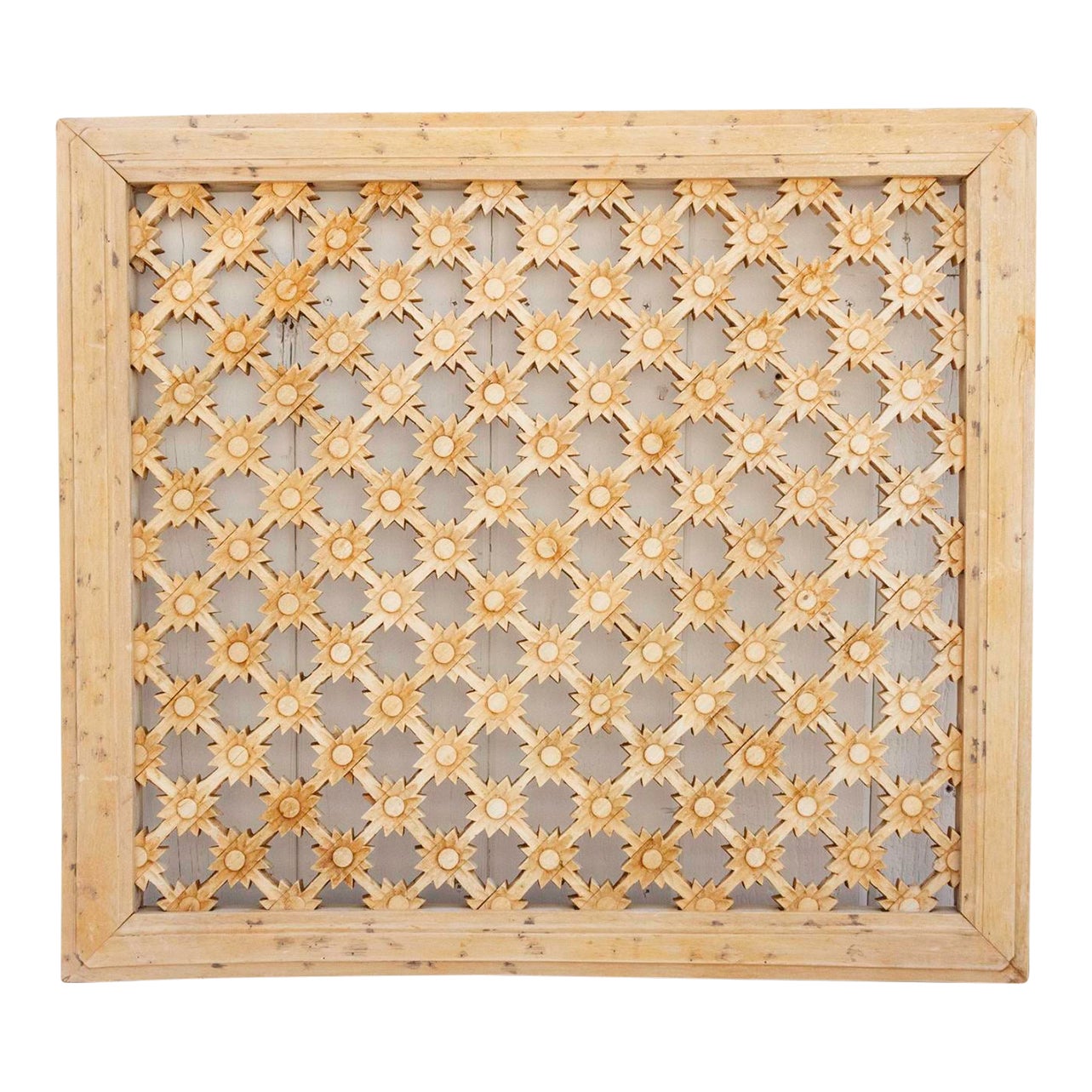Carved Floral Wood Lattice Window | Chairish