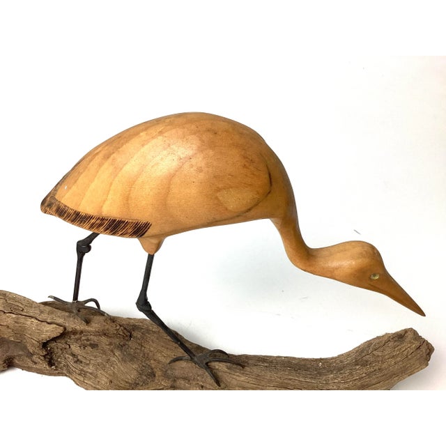 Vintage Joe Cella 1984 Hand Carved Wood Shore Bird | Chairish