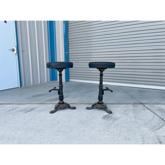 Early 1900s Vintage Heavy Cast Iron Bar Stools- a Pair | Chairish