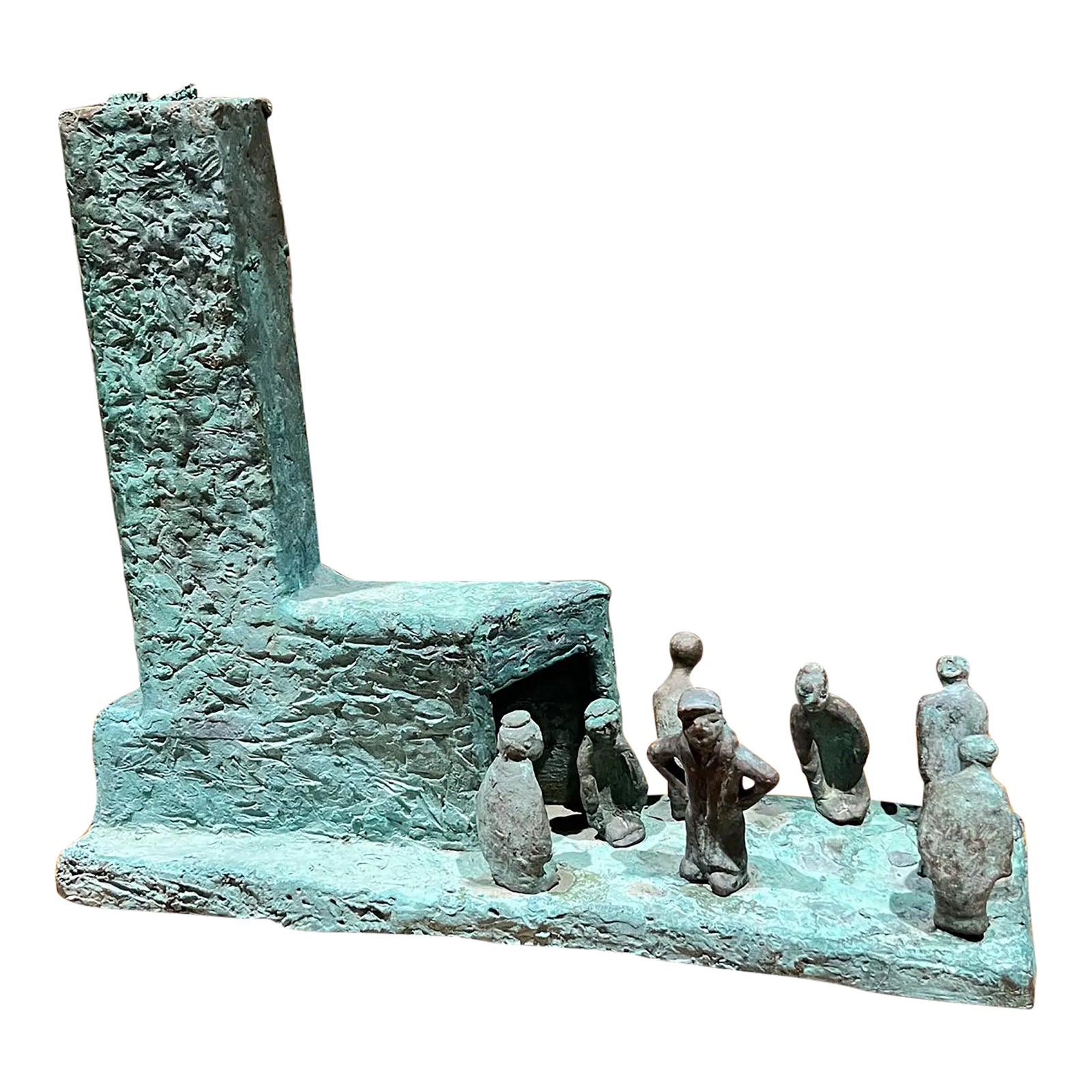 Vintage Heavy Bronze Sculpture Seven Figures | Chairish