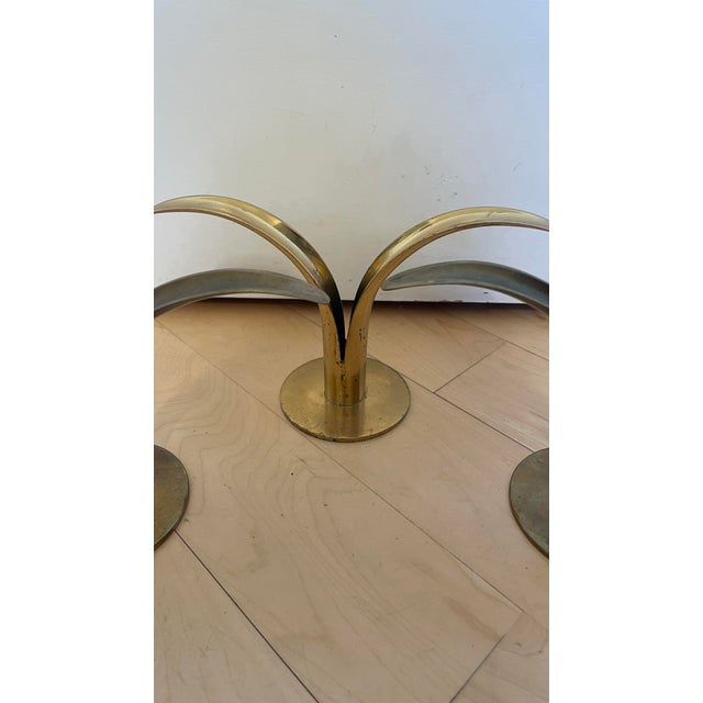 Set of 3 Mid Century Sweden Lily Brass Candlesticks | Chairish