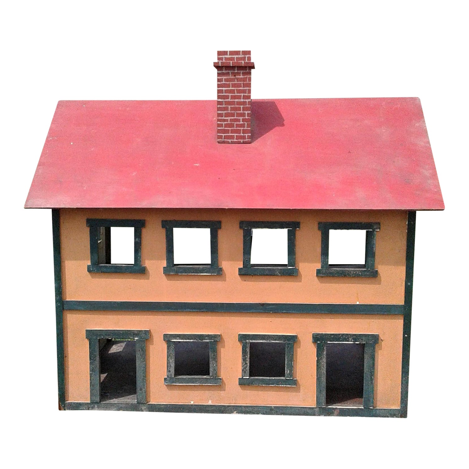 1930s Large Primitive Folk Art Wooden Doll House With Lift Up Roof ...