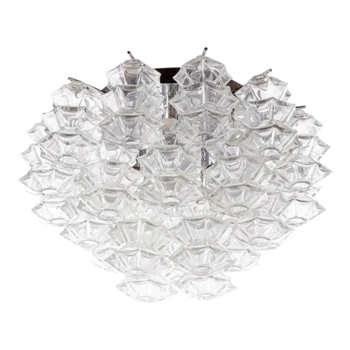 1960s J. T. Kalmar 'Pagoda' Glass Flush Mount Ceiling Light | Chairish