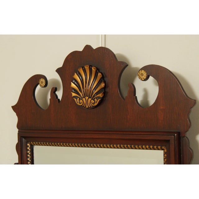 Chippendale Style Vintage Mahogany Gilt Shell Carved Wall Mirror | Chairish