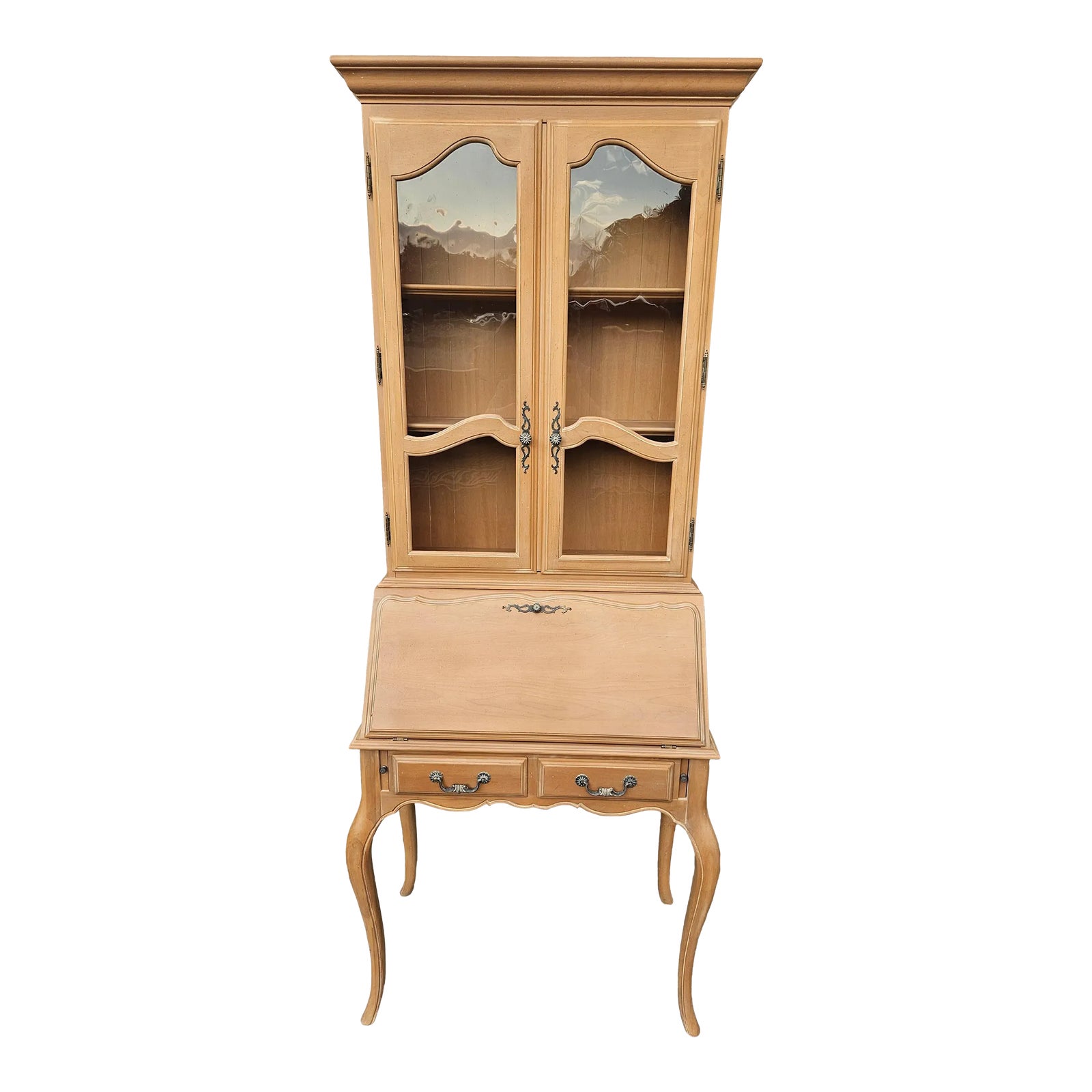 1990s Ethan Allen French Country Ladies Writing Secretary Desk Bisque ...