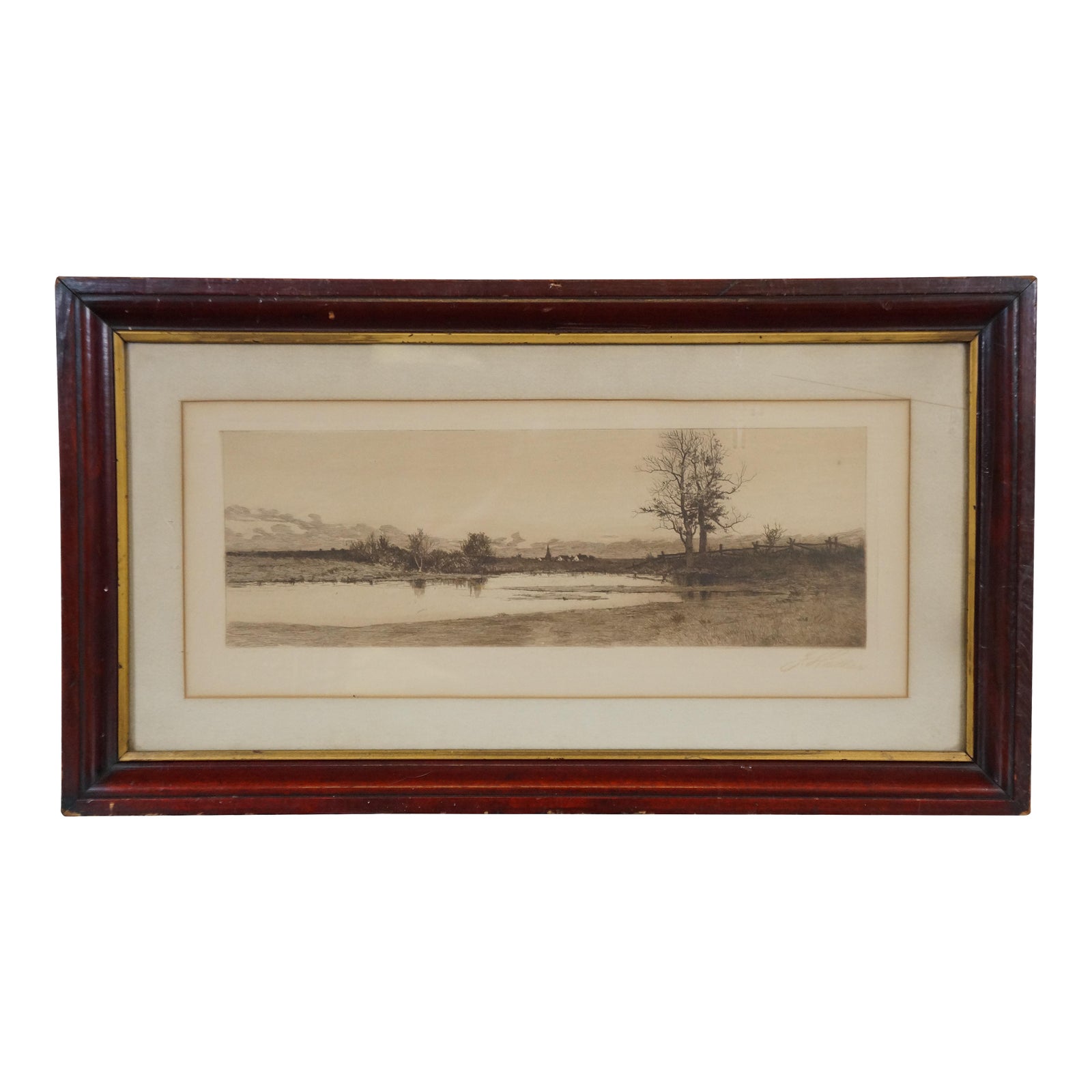 Late 19th Century Antique Alfred J Haller Signed Country Lake Village ...