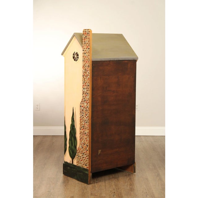 Hand Painted House Storage Cabinet or Bookcase | Chairish