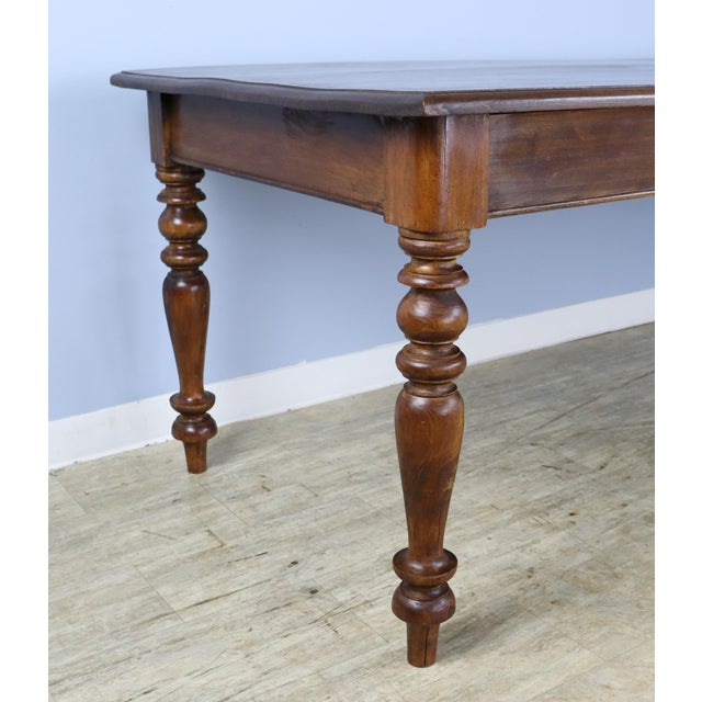 1970s Wide Oak Country Dining Table with Turned Legs | Chairish