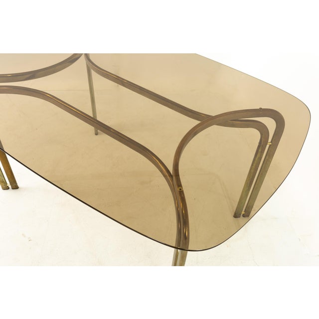 Mid-Century Milo Baughman Style Brass and Glass Dining Table | Chairish