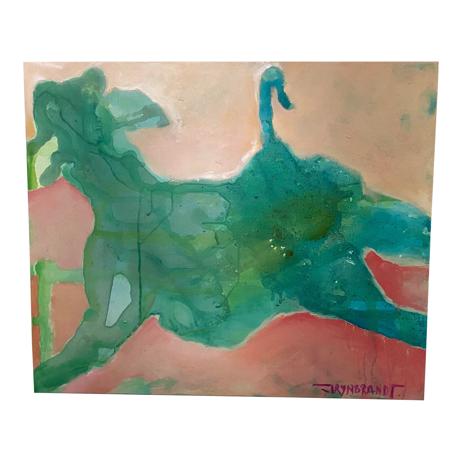Leaping Calf” Acrylic Painting on Canvas Abstract Original Painting by ...