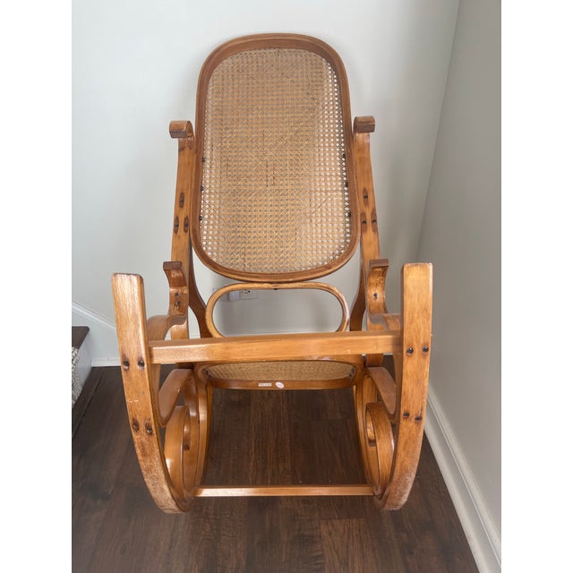1970s Vintage Thonet Style Bentwood Caned Rocking Chair Chairish