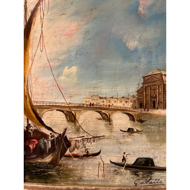 Galatti Antique Oil Painting on Canvas, Venice, Italy, Gold Ornate ...