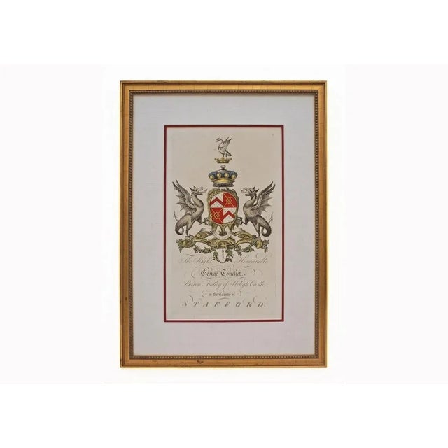 19th Century Armorial Engraving Framed Coat of Arms Entryway Wall Art ...