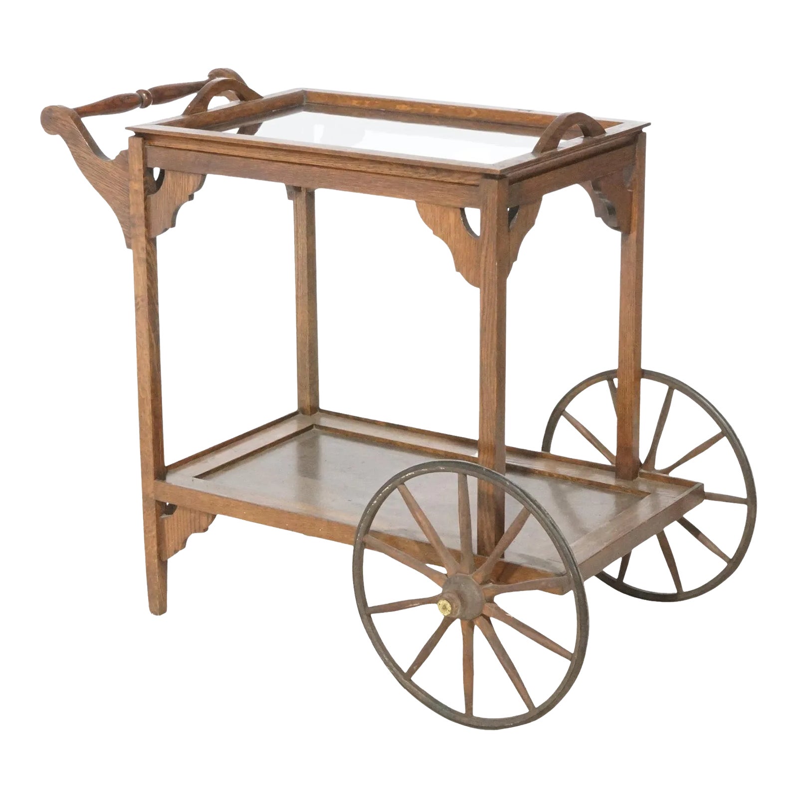 Antique Arts & Crafts Mission Oak Tea Serving Cart, circa 1910 | Chairish
