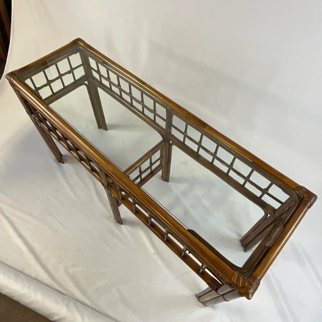 Vintage 1970s Boho Chic Bamboo Console Table | Chairish