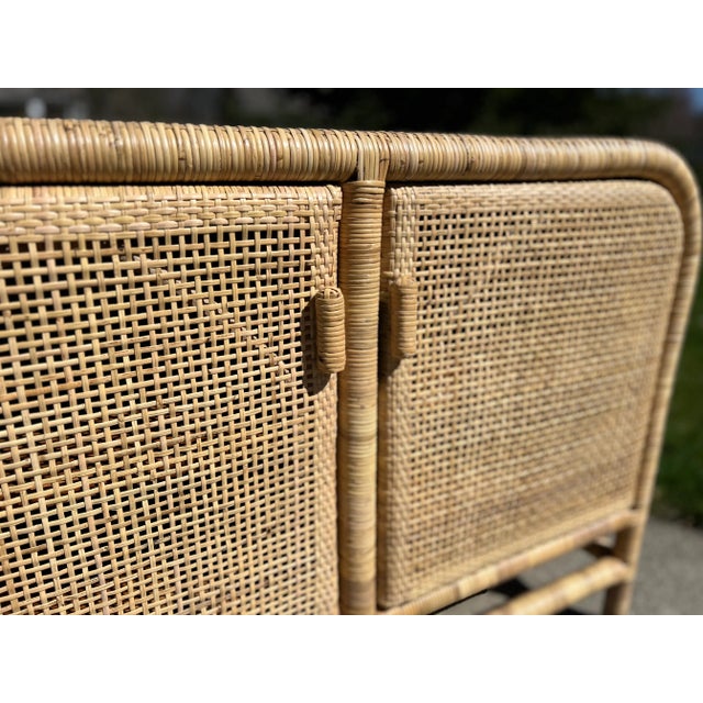 Coastal Natural Rattan Sideboard Attributed to Jamie Young | Chairish