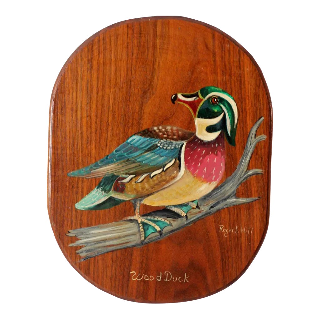 Vintage Wood Duck Painting on Wood | Chairish
