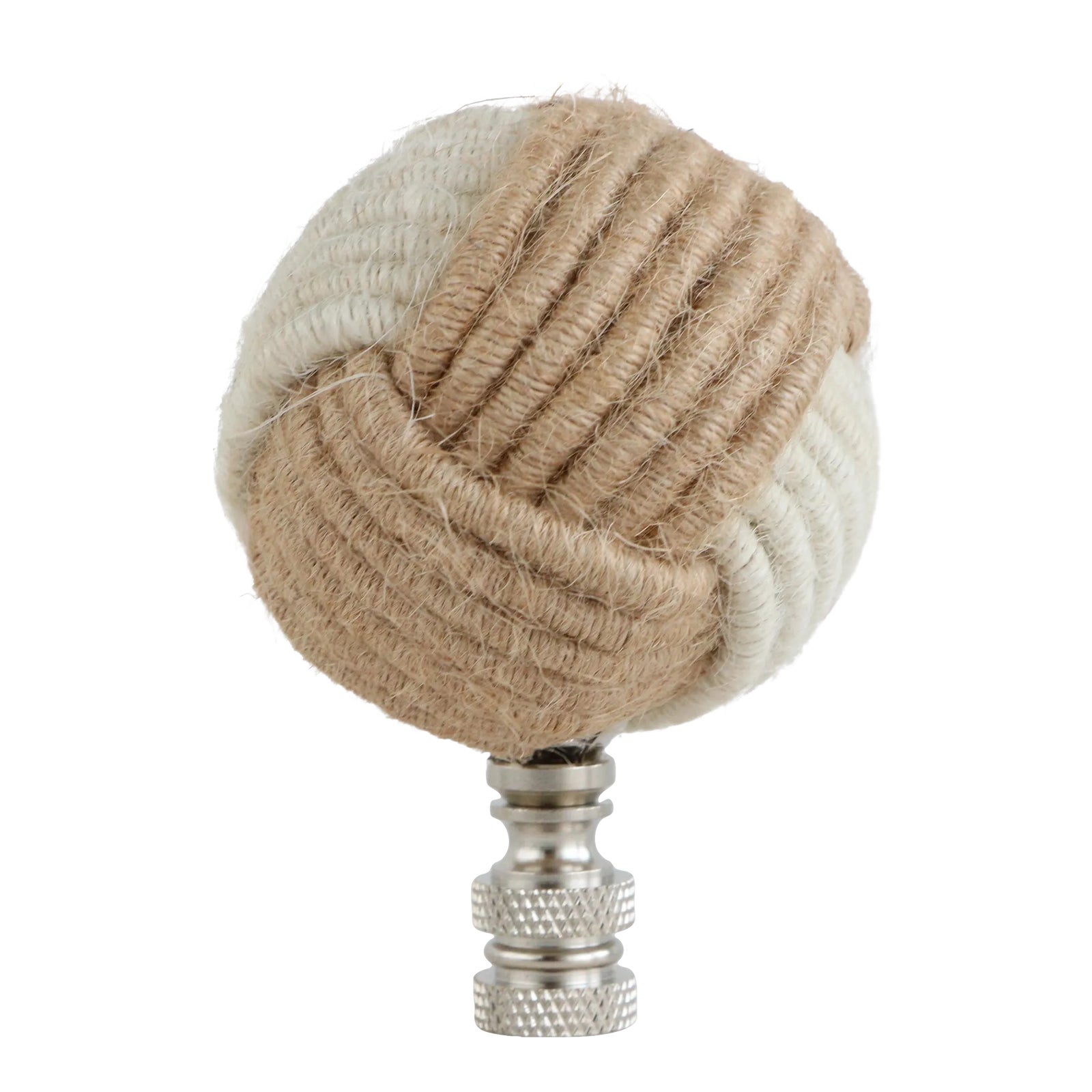 Nautical Knot Lamp Finial in Twisted Cream & Natural Jute on Chrome ...