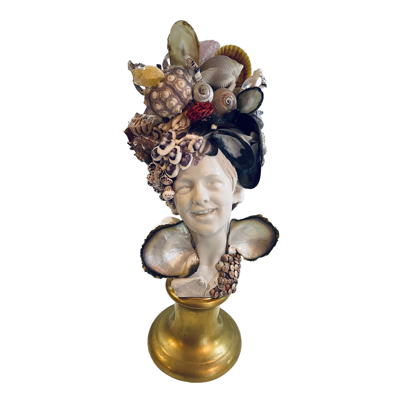 Capodimonte Child Bust by Bruno Merli Encrusted With Sea Shells and ...