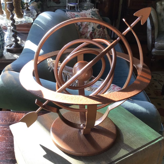 Vintage Metal Armillary Sphere Globe With Arrow | Chairish