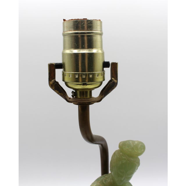 1920s Lamp of Late 19th Century Celadon Quartz Guan Yin Figure | Chairish