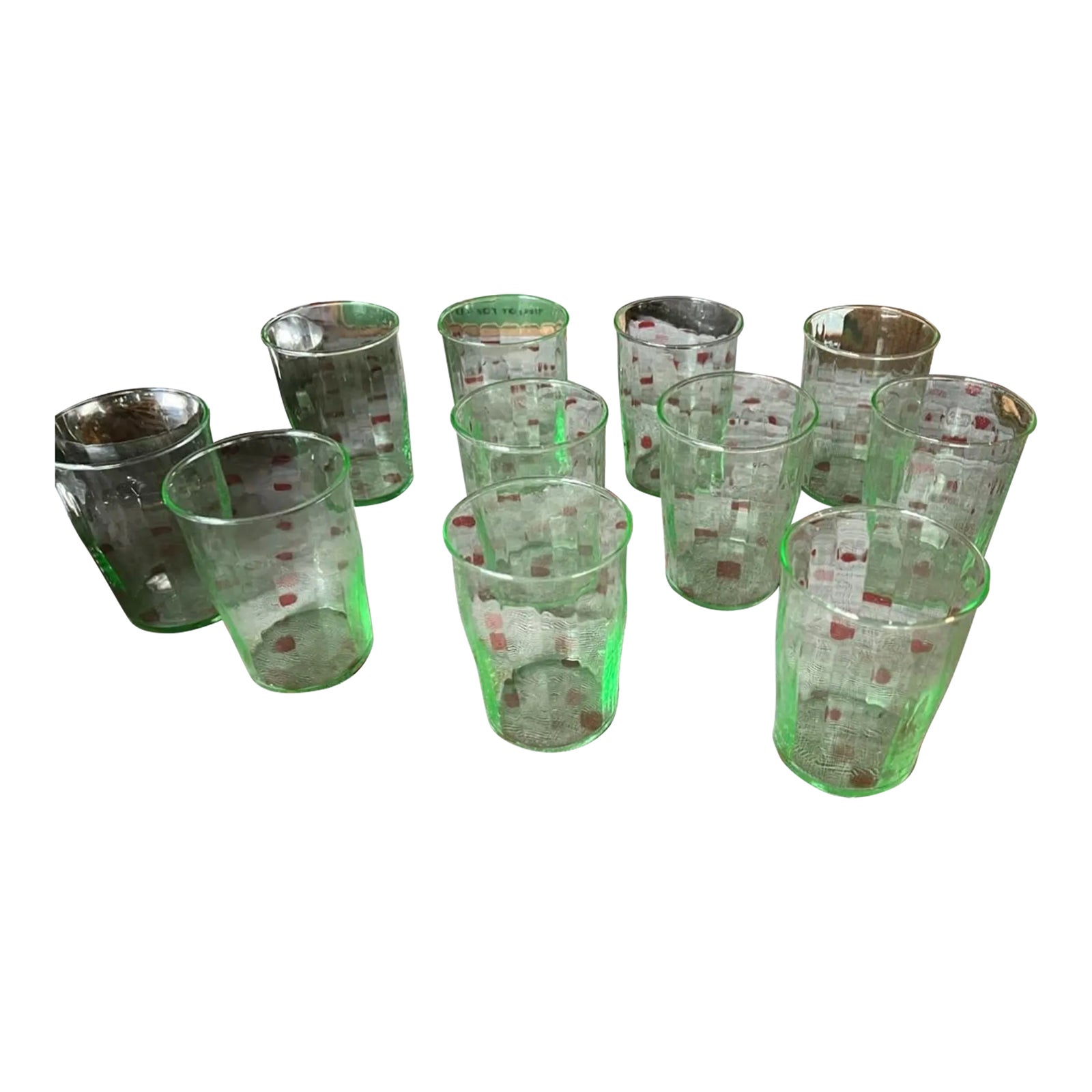 1970s Collection of 11 Green Glass Cups | Chairish