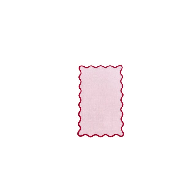 Squiggle Scallop Rectangle Cocktail Napkins in Light Pink and Red - Set ...
