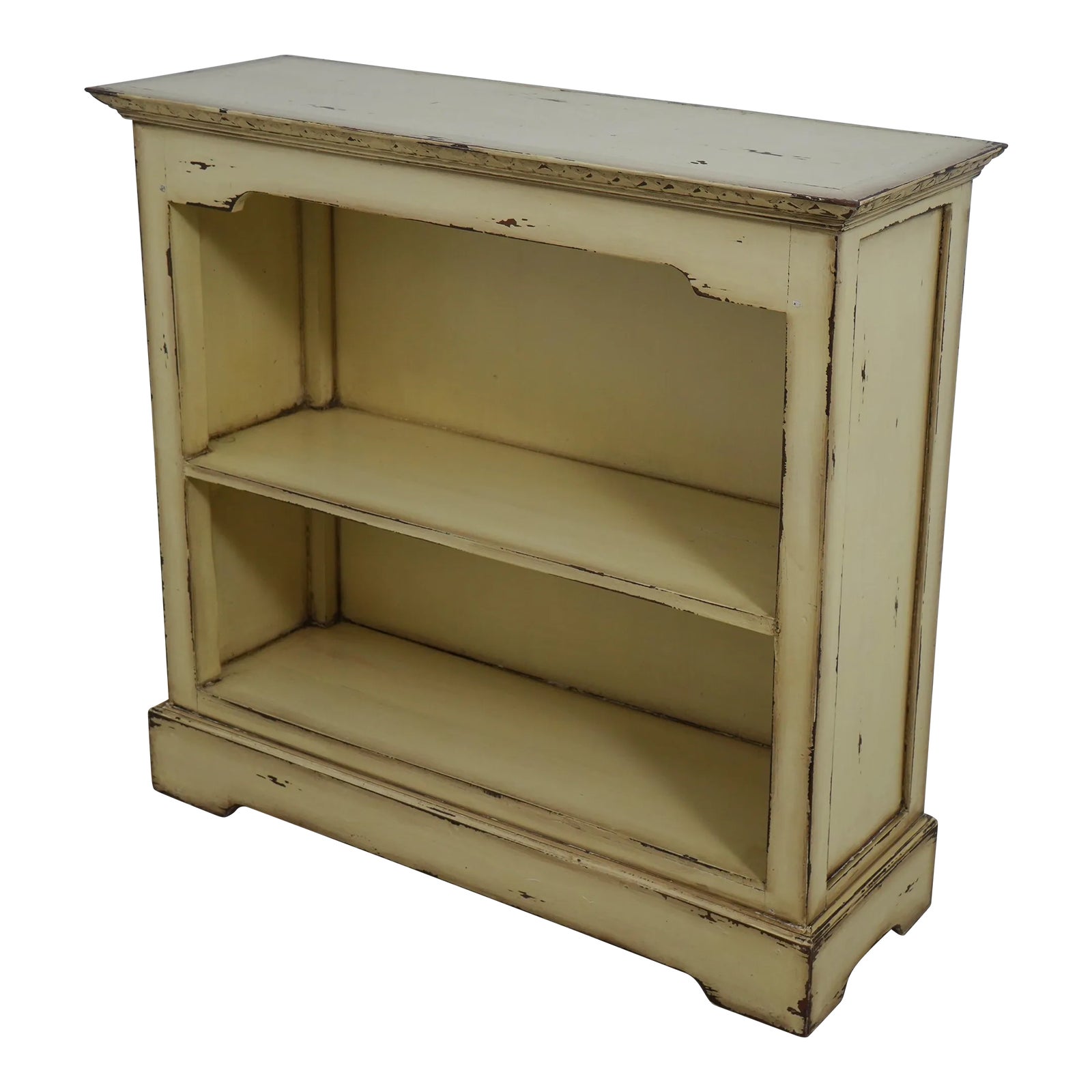 Distressed Painted Finish Rustic Open Bookcase | Chairish