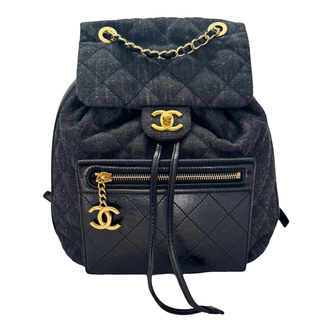 Chanel Washed Denim Quilted Backpack | Chairish