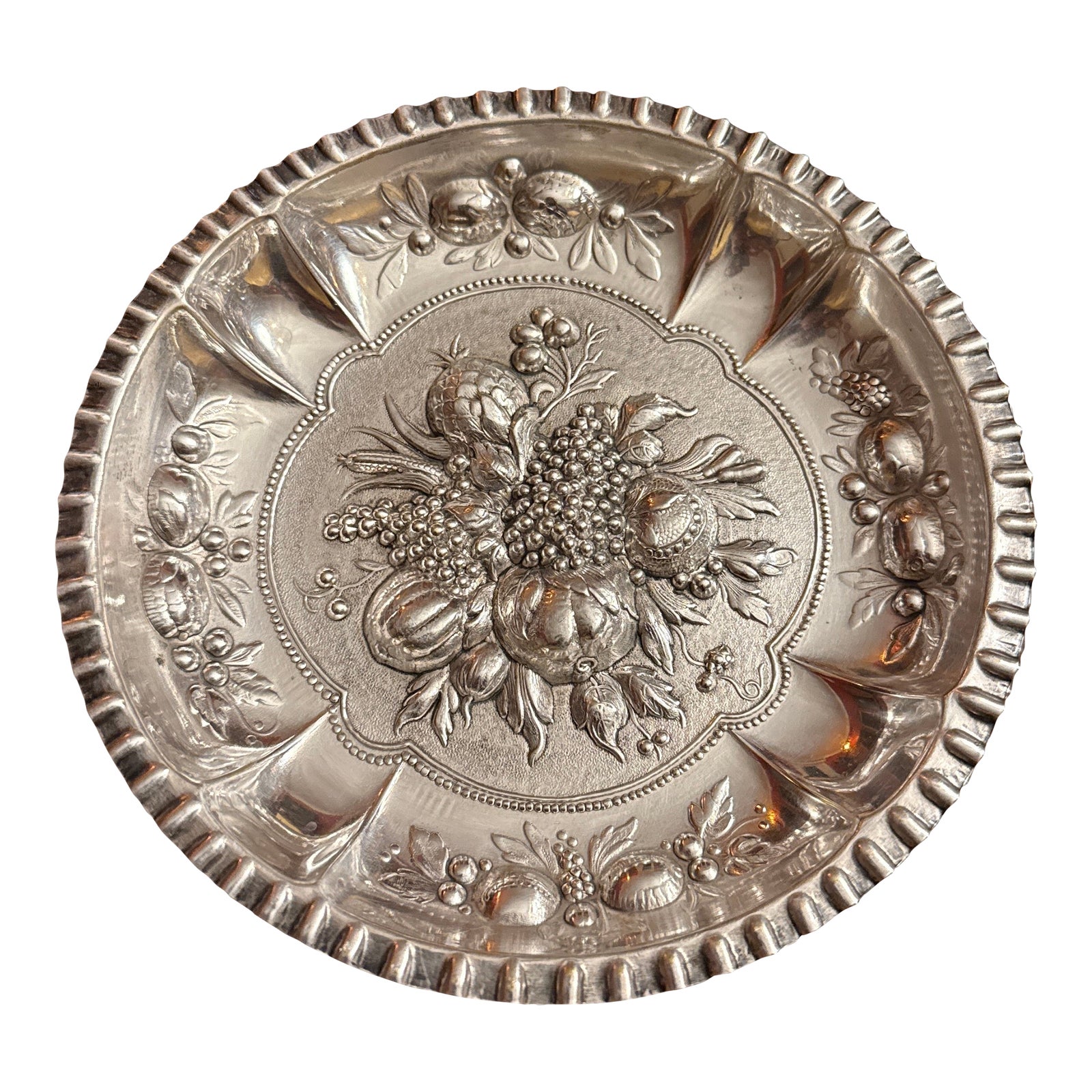 Late 19th Century Repousse Silver Decorative Diminutive Tray | Chairish