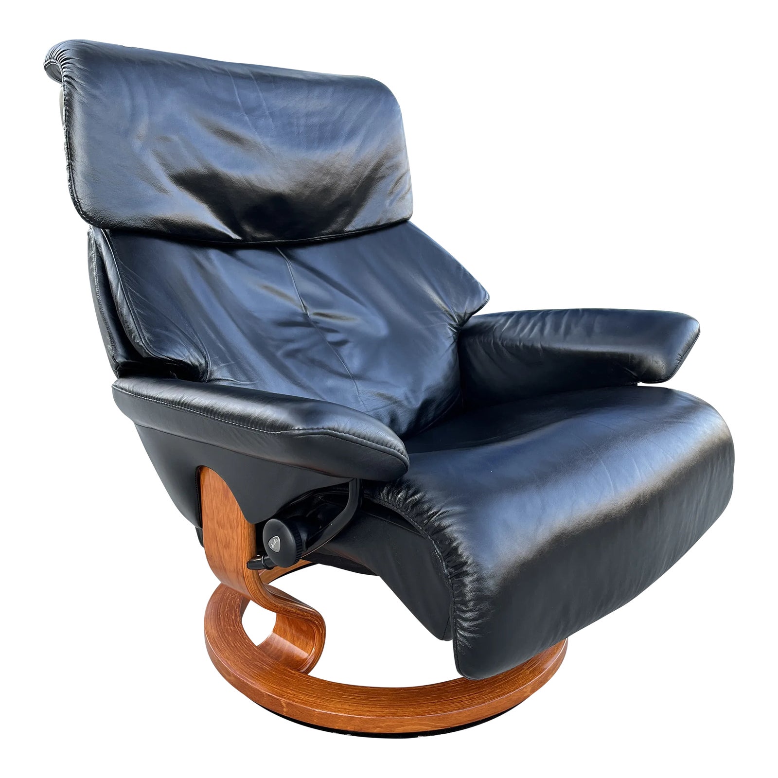 Stressless Model ‘Reno’ Chair Size Large With Teak Base in Black Paloma ...