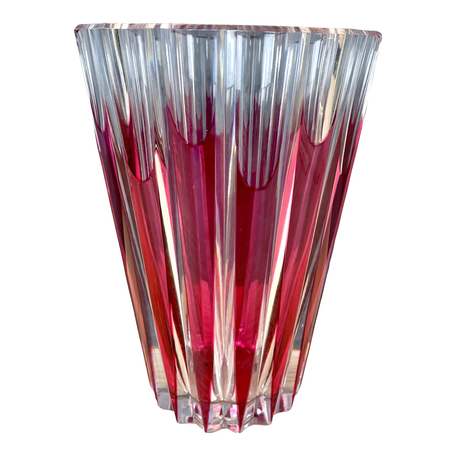 1920s Val St. Lambert Cut to Clear Vase | Chairish