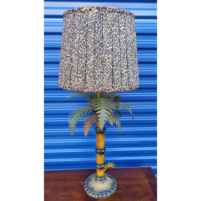 Large Vintage Chelsea House Style Tole Palm Tree Metal Leaf Leopard ...