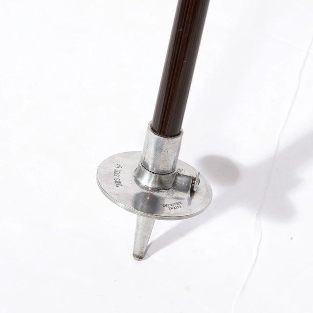 Leather, Aluminum & Macassar Ebony Walking Cane & Shooting Seat Signed ...