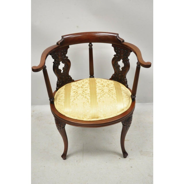 Antique Victorian French Style Mahogany Vanity Accent Side Chair With ...