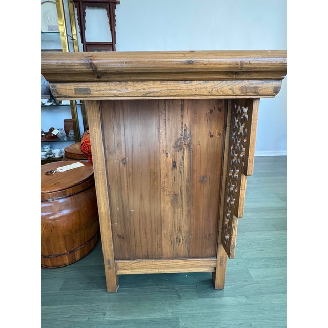 Large Chinese Elmwood Sideboard Credenza With Carved Taotie Masks ...