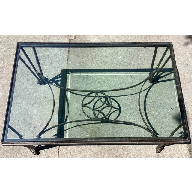 Gregorius Pineo Wrought Iron & Glass Coffee Table | Chairish