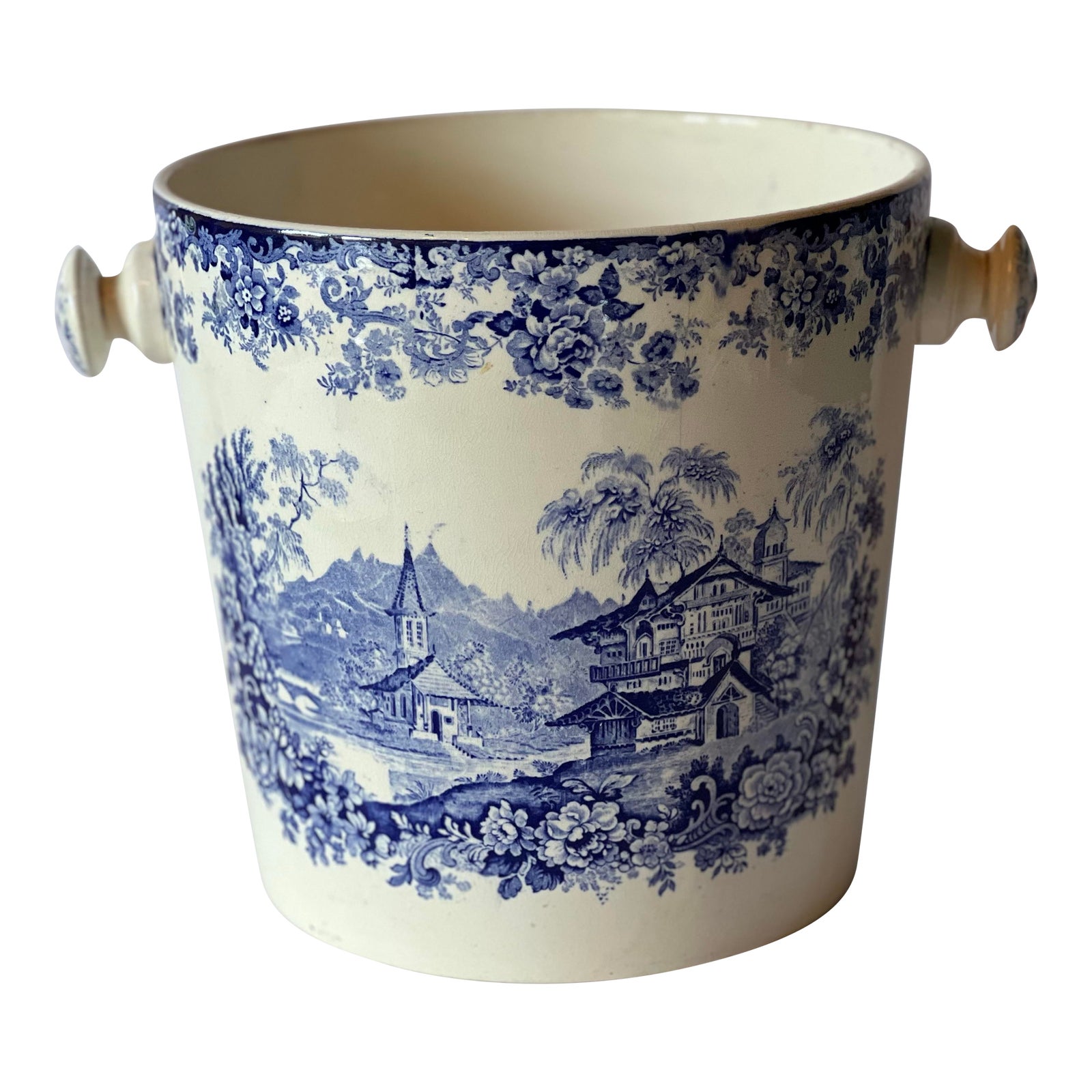 Mid 19th Century Minton Blue and White Slop Pot | Chairish