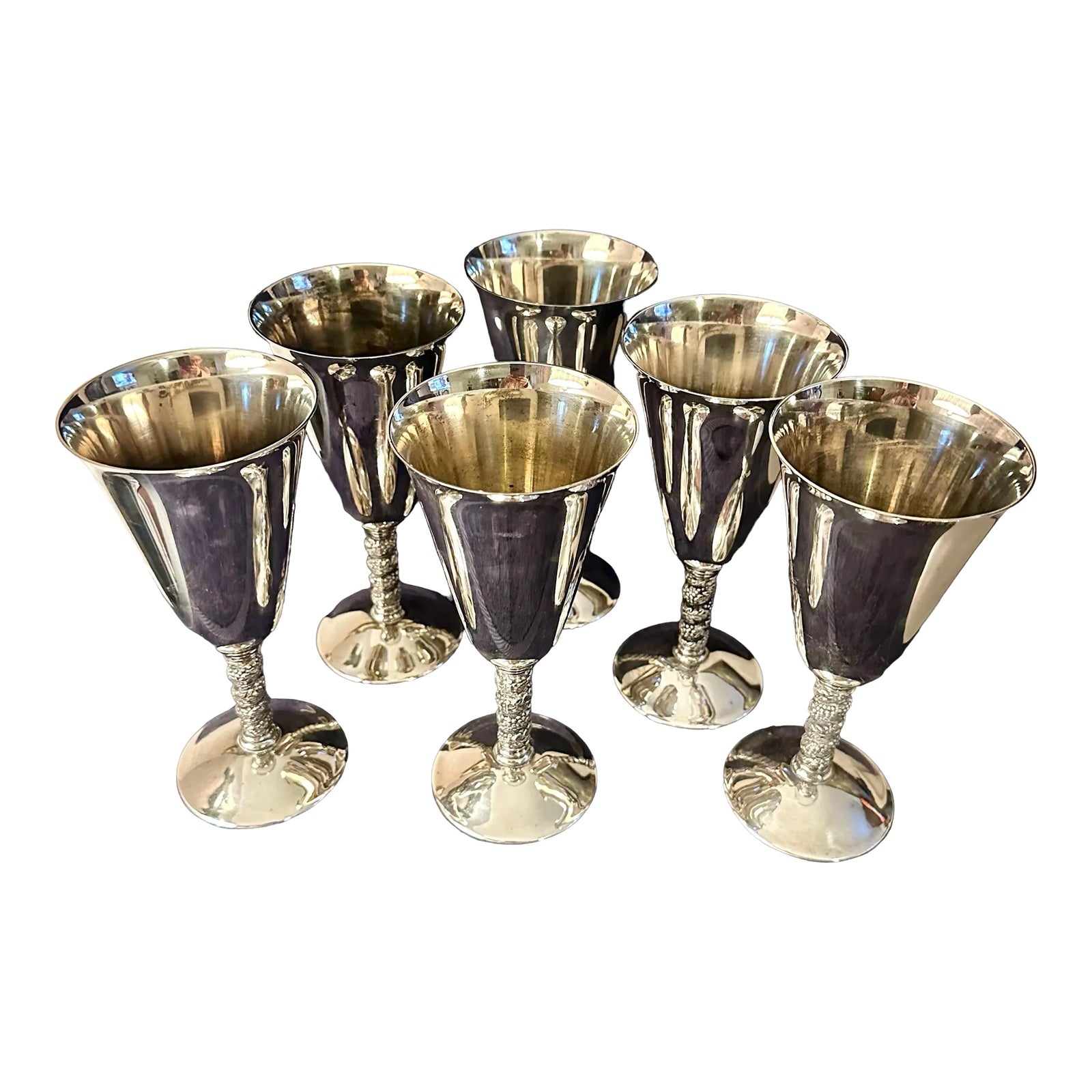 Vintage J. Perez Ruiz Spain Silver Plated Wine Goblets - a Set of 6 ...