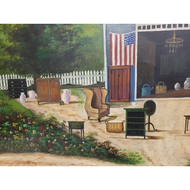 Folk Art Primitive Style Painting of a House With an Open Garage by ...