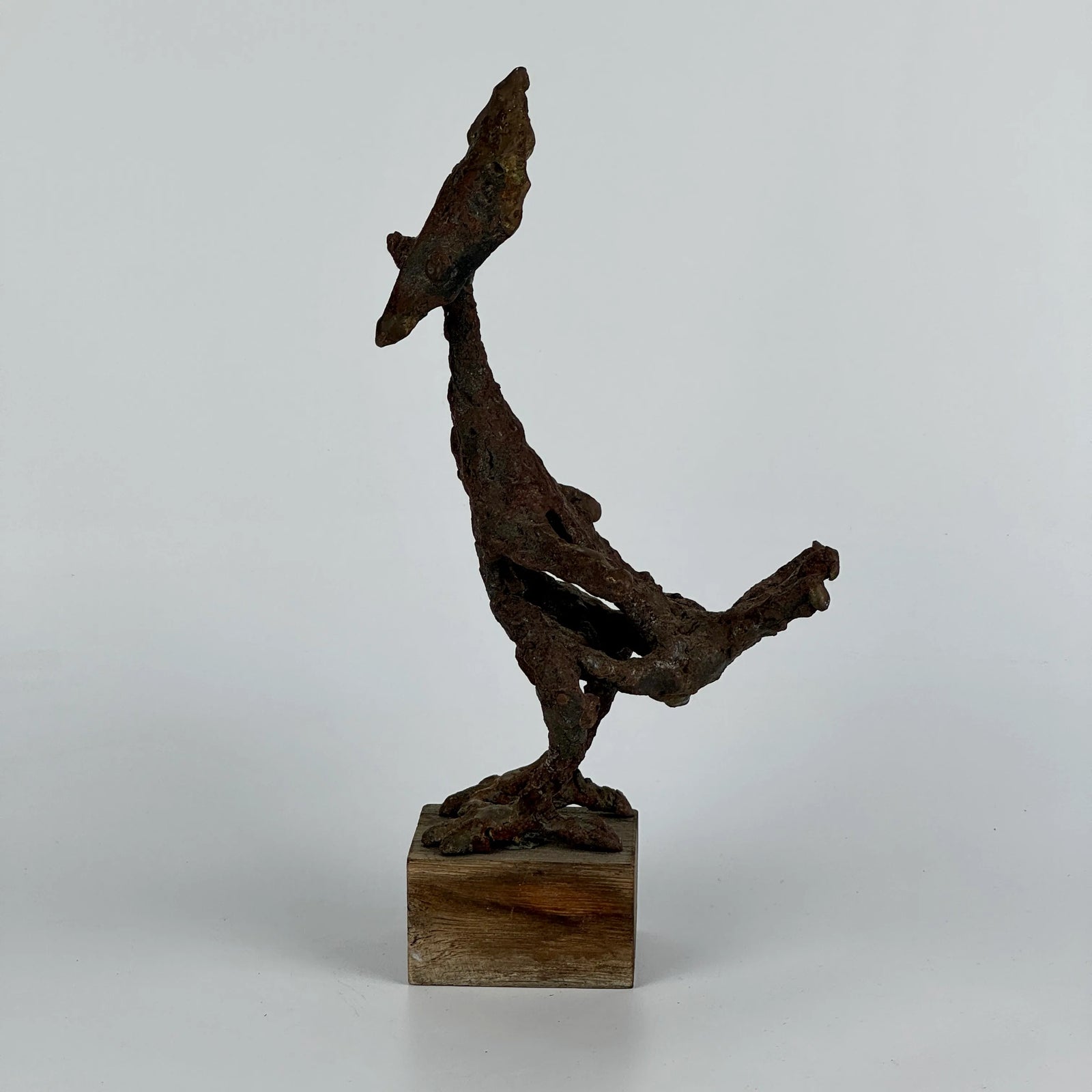 Mid-Century Brutalist Metal Dinosaur/Bird Sculpture in Rust Metal #2 ...
