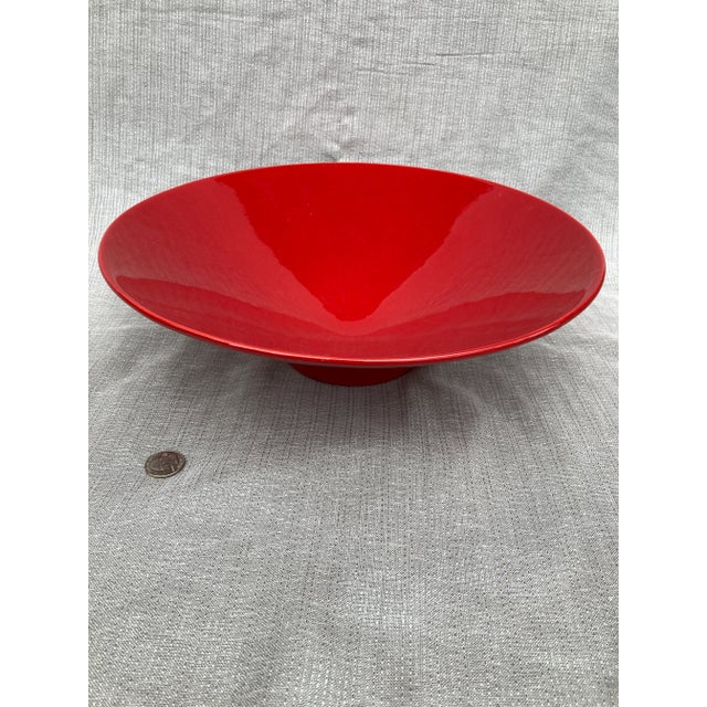 Vintage Red Haeger Footed Bowl | Chairish