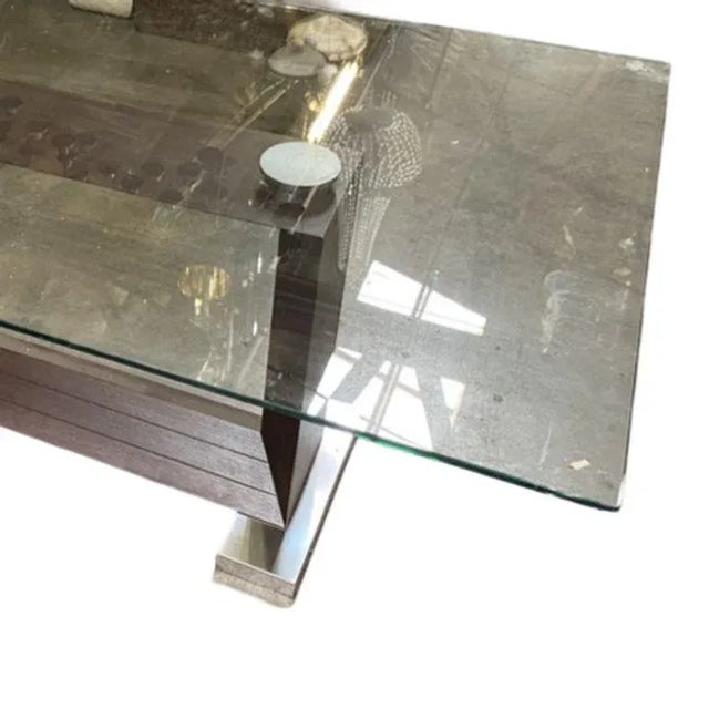 Modern Steel & Tempered Glass Conference Table, Circa 1980 | Chairish