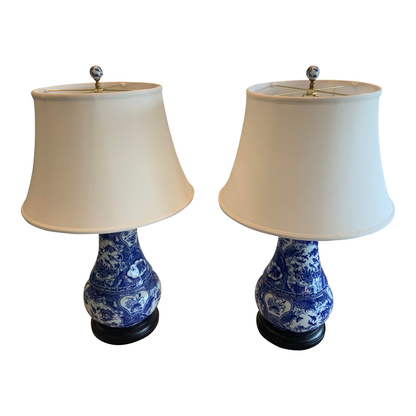 Vintage Blue Canton Lamp | Chairish
