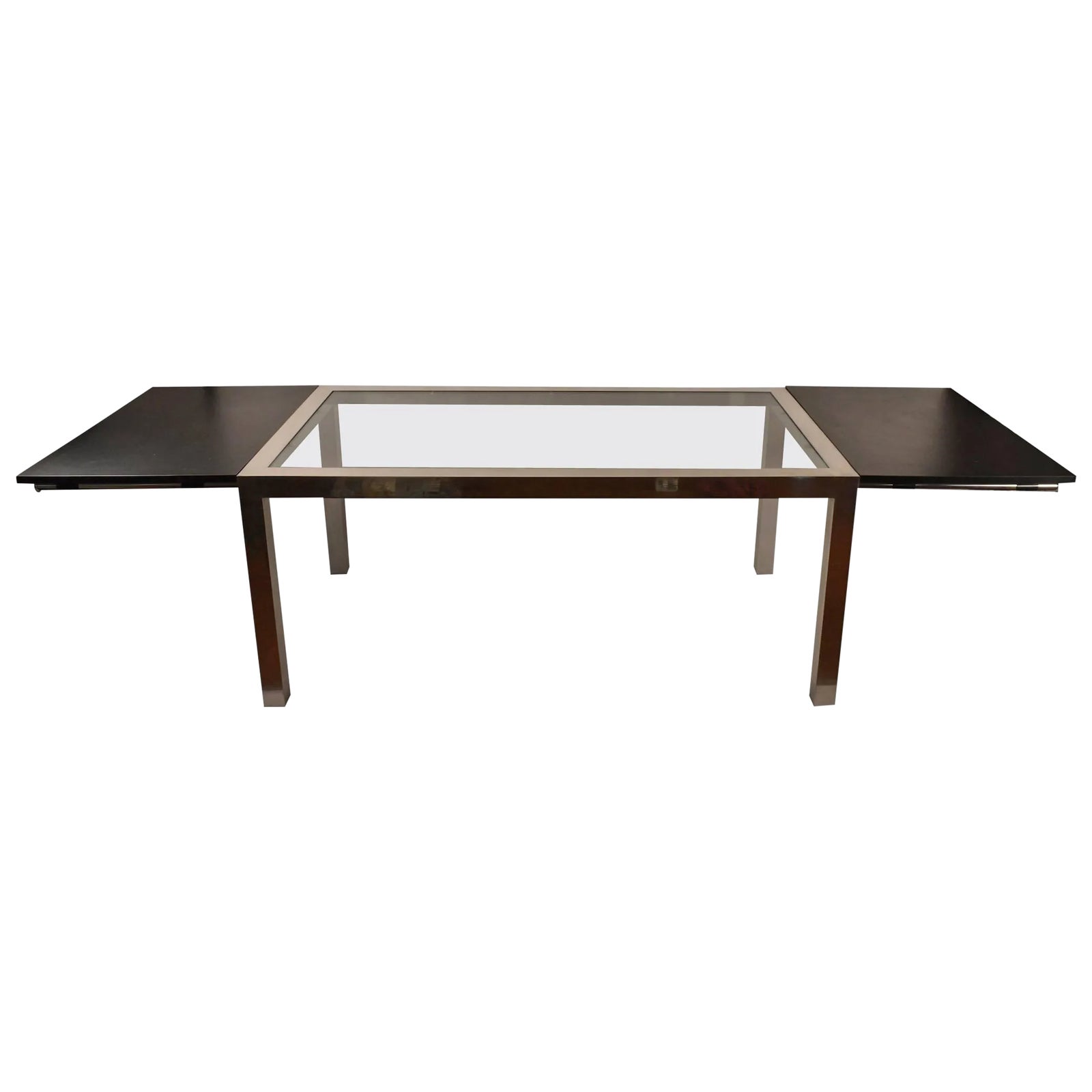 Aluminum Base Parsons Dining Table With Black Formica Leaves | Chairish