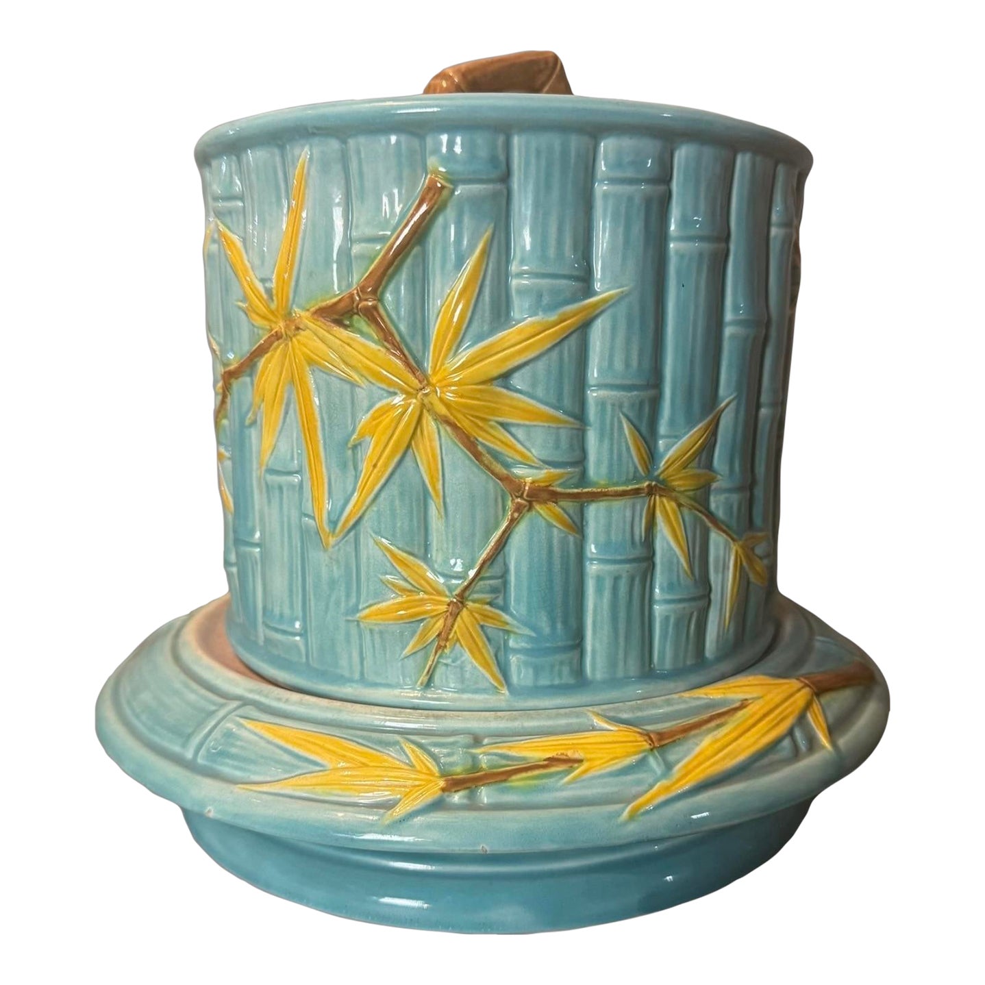 Late 19th Century Antique Royal Worcester Majolica Pottery Bamboo ...